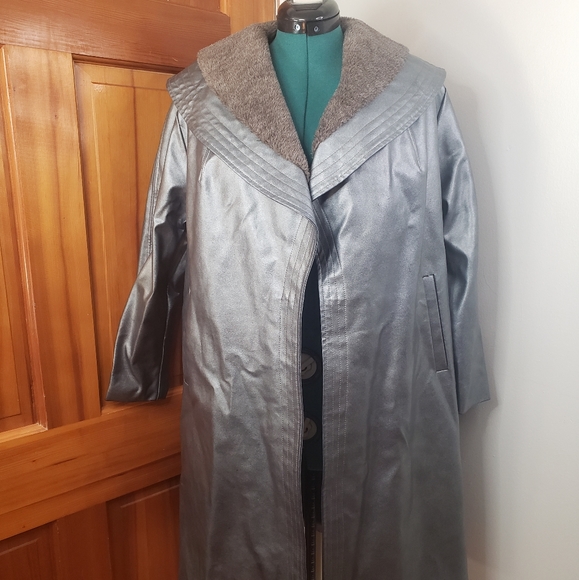 unbranded | Jackets & Coats | Vintage Unbranded Blue Shiny Vinyl Coat ...